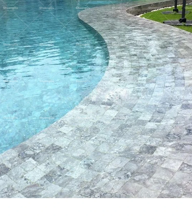 Modern Outdoor Pool Tile Grey Marble Look Tiles For Non-slip Swimming ...