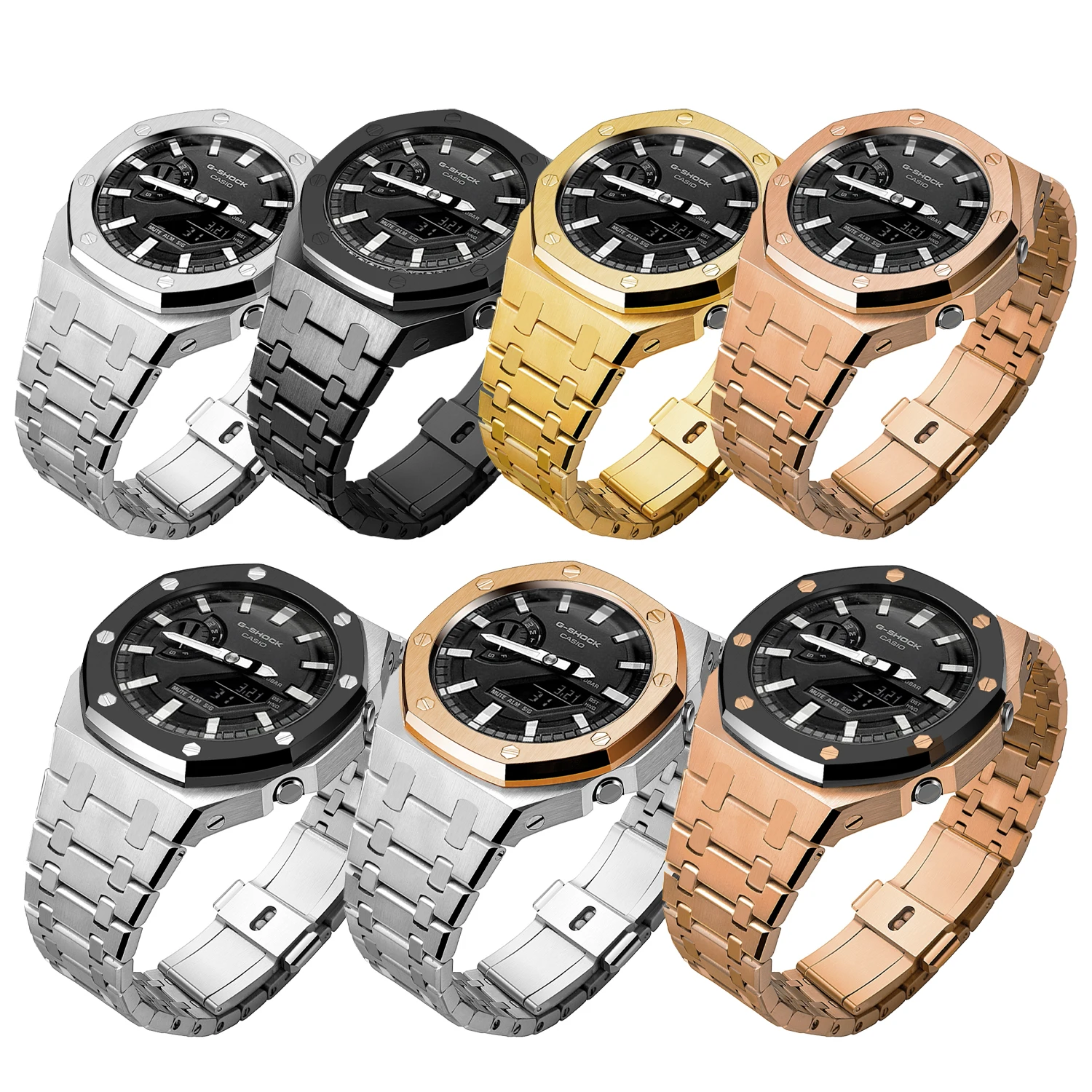 Luxury Gshock Ga2100 Rubber Strap Metal Bezel Parts Accessories Watch ...