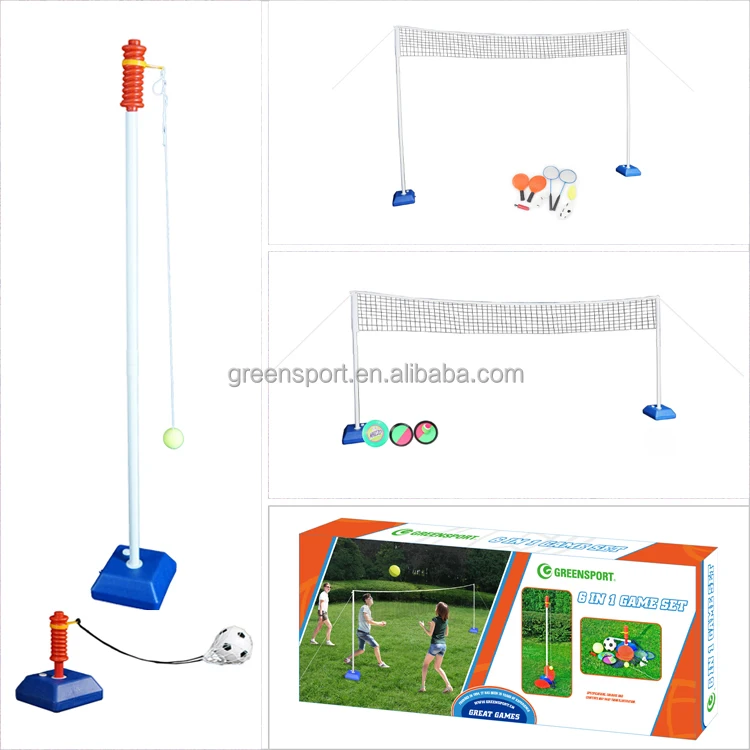6 in 1 Combo Game Set Includes Pole Tennis Swingball Tennis Bat and Net ...