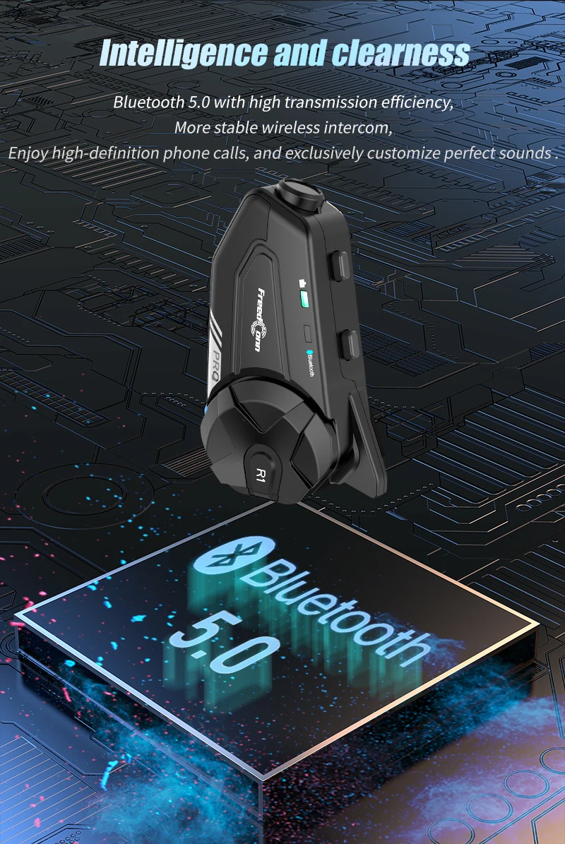 FreedConn R1-PRO Waterproof Helmet Intercom with 2K Video Recorder ...