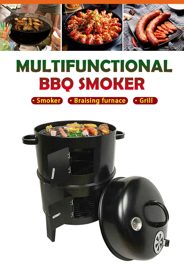 Wholesale Outdoor Cylinder Barrel Shaped 3 Layers Tower Vertical Smoker ...