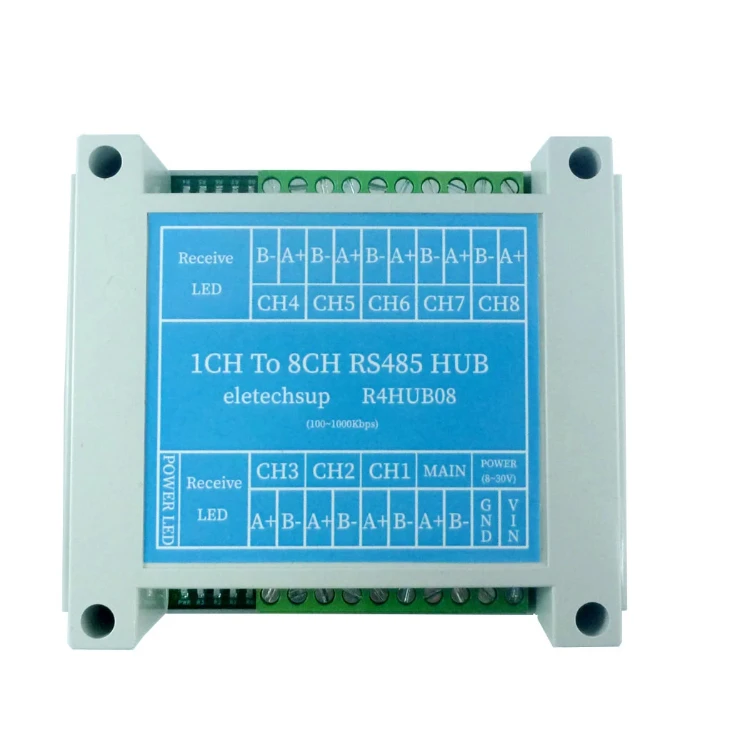 R4HUB08 8CH RS485 Hub - Industrial Grade 485 Bus Repeater