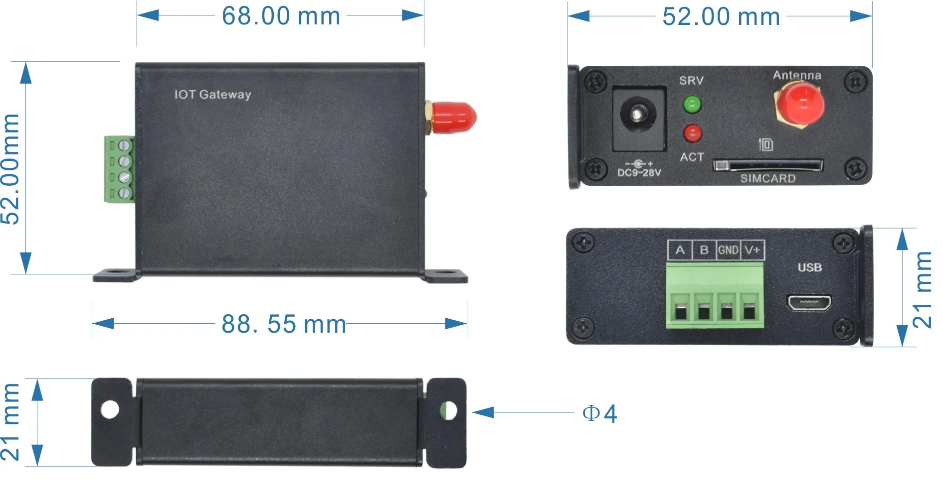 CWT-S1 RS485 Modbus RTU 4G Modem Iot Gateway - Support MQTT JSON Format