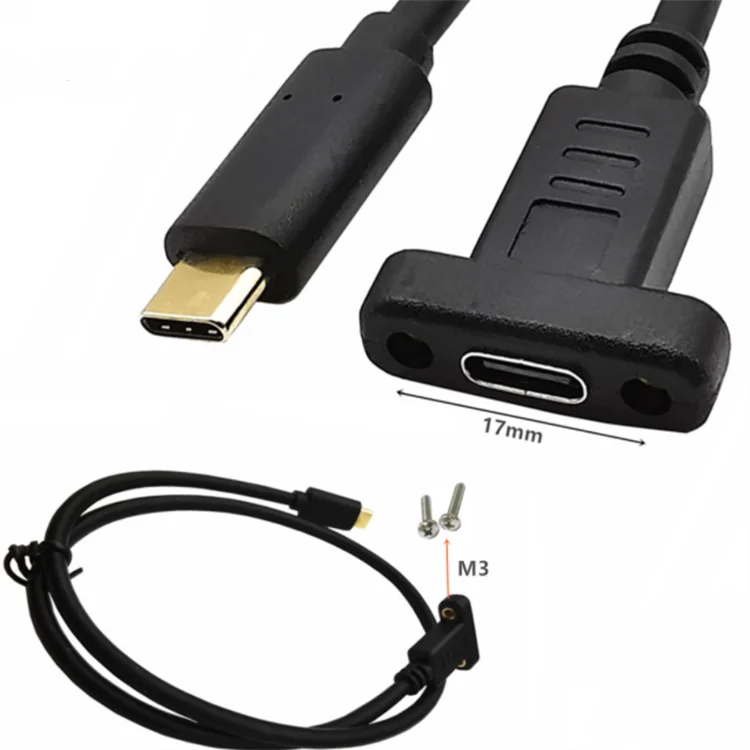 Customized Type C Female Panel Mount Socket To Type C Male Usb 3.1 Type ...