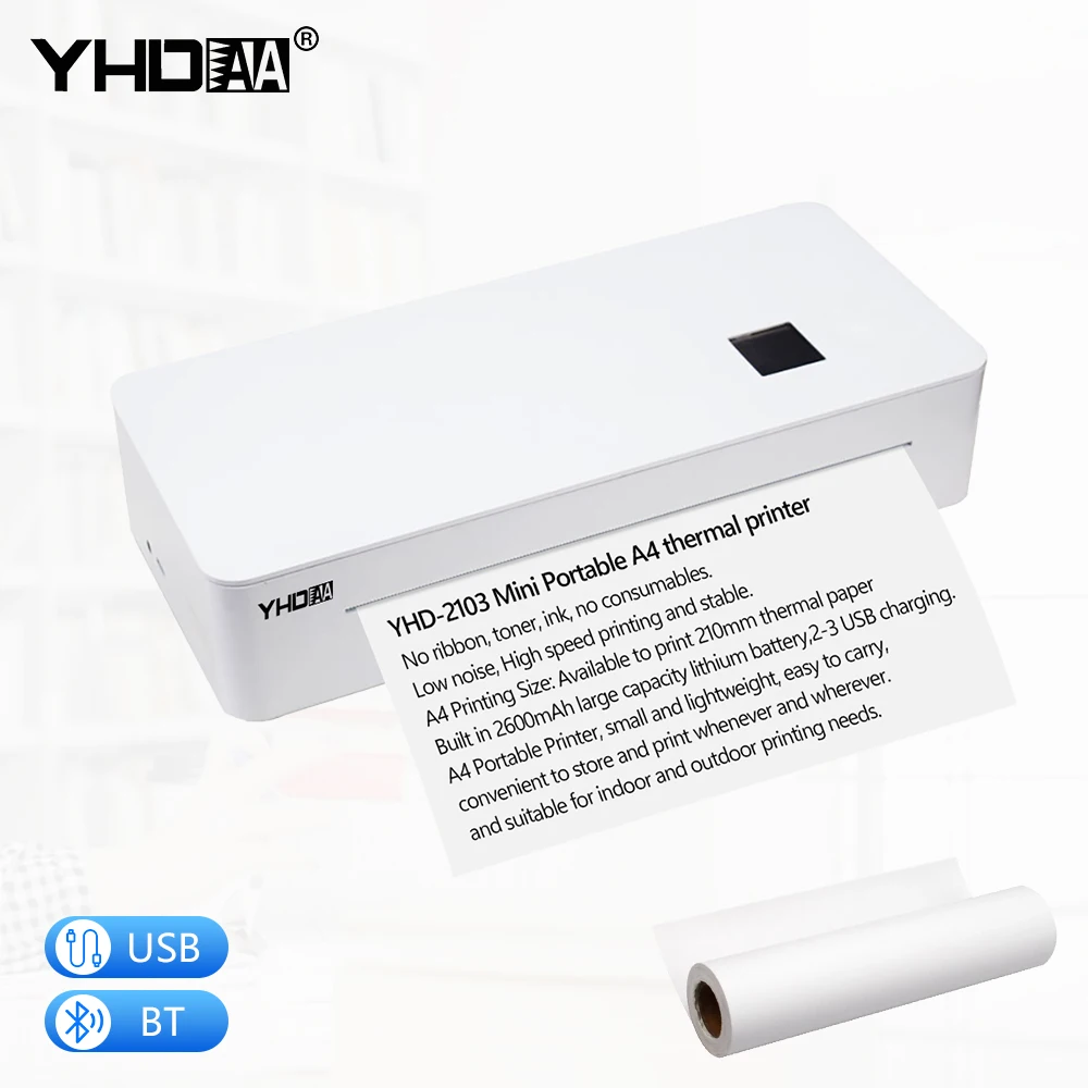 Thermal Portable Printer Machine A4 Sticker Paper For Office Pdf File ...