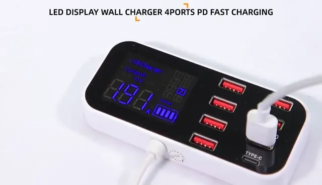 High Quality Led Digital Display Usb Charger Station Multi-port Smart ...