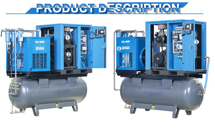 3.7kw 5hp Full Feature Compact Built-in One Single Phase Rotary Screw ...