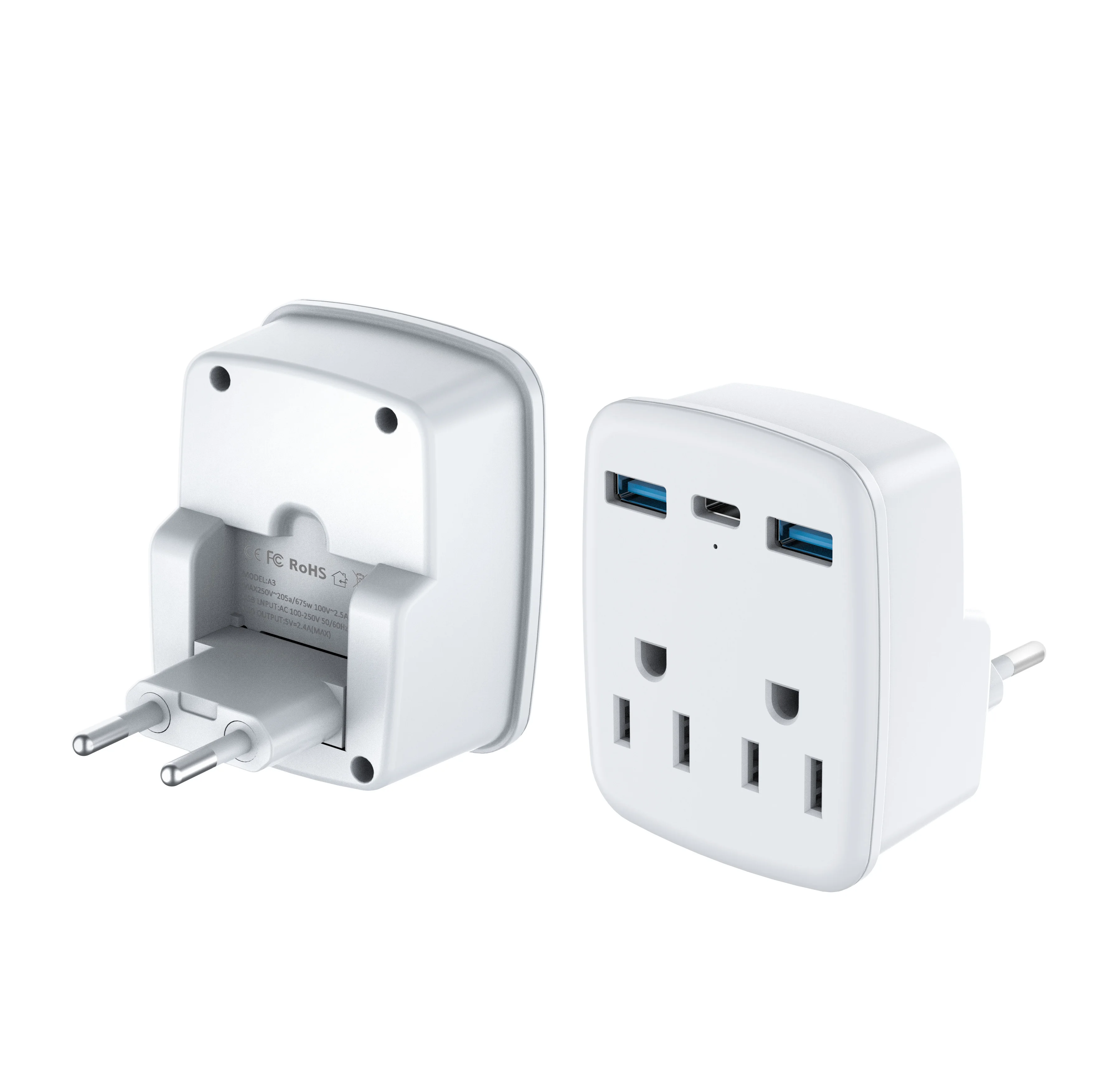 Levana Eu To Us Foldable Pin Travel Adapter Power Socket Plug 2 Outlets ...