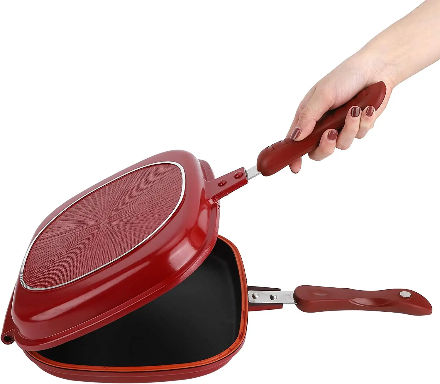 Square Double-Sided Frying Pan - Multi Section Cooking Pan