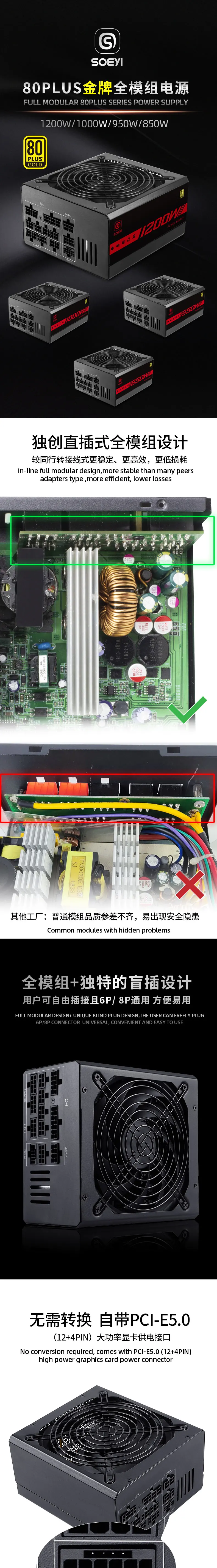 Alimentation PC ATX3.1 PCI EXPRESS 5.1 Golden Series DC TO DC 12V Full ...