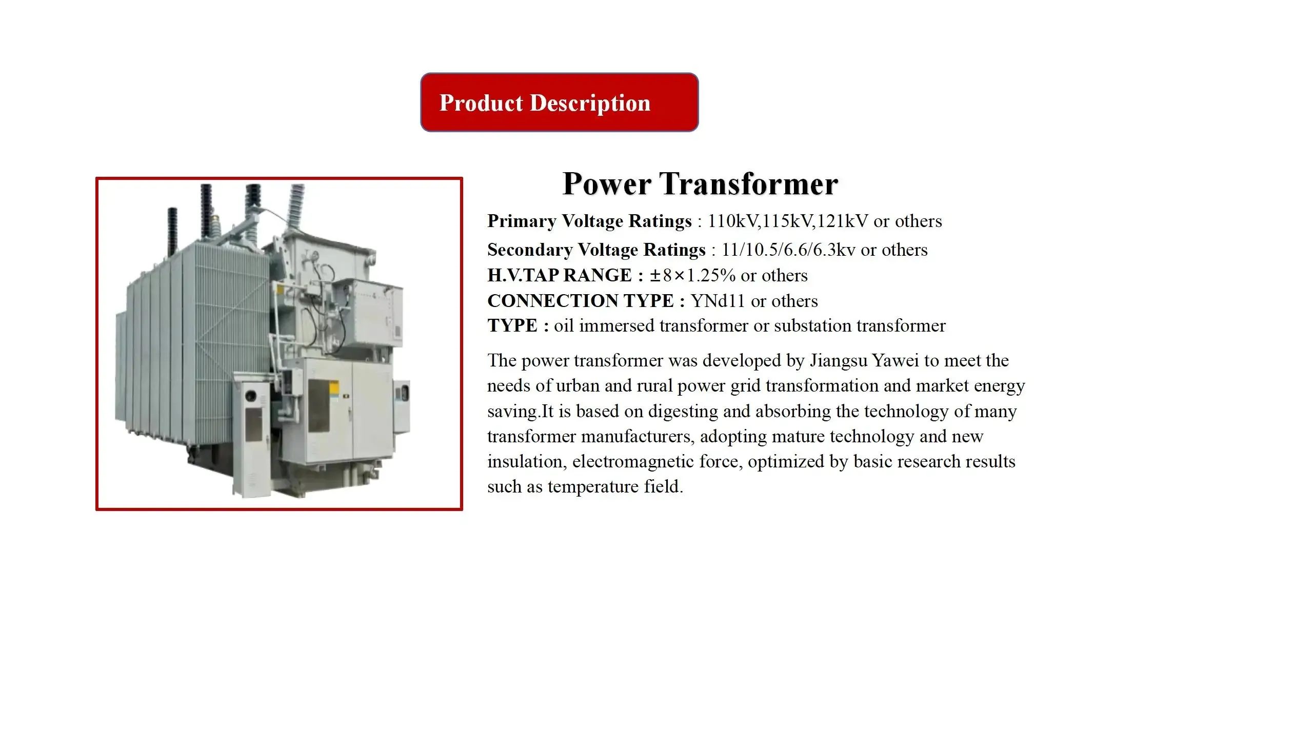 Transformers Iec Standard Power Transformer 110kv 115kv 132kv Three ...
