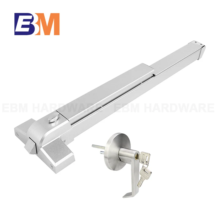 Fire Door Lock Outside Push Panic Bar Lever Handle Satin Stainless ...