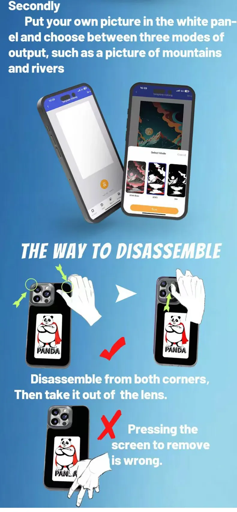 Ailestecca DIY E Ink Screen Display Phone Case for Iphone