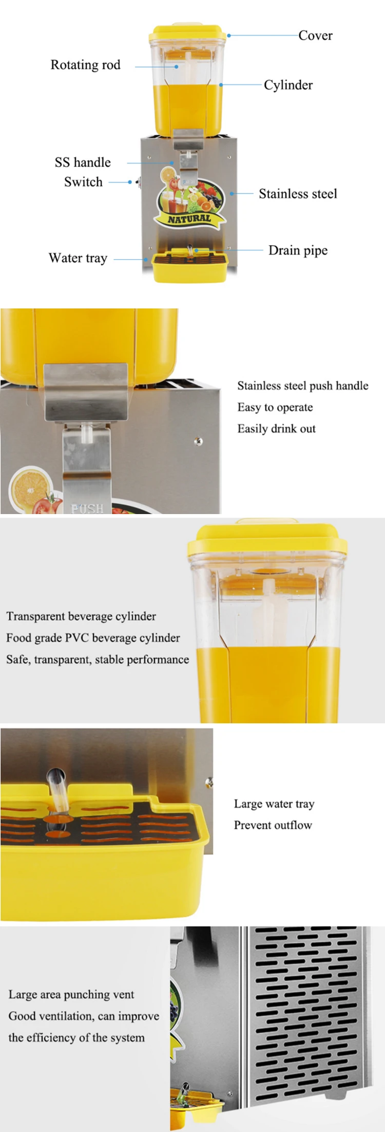 Juice Beverage Dispenser Machine - TARZAN Commercial Juice Dispenser
