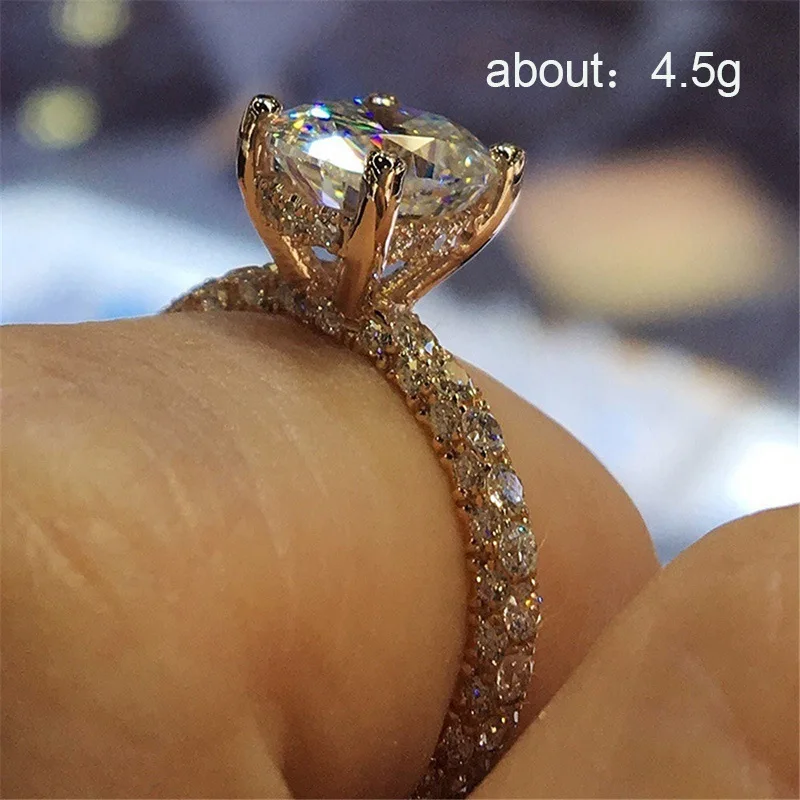 Hot Sale Shiny Engagement Ring Wedding Ring Bling Full Crystal Cubic ...