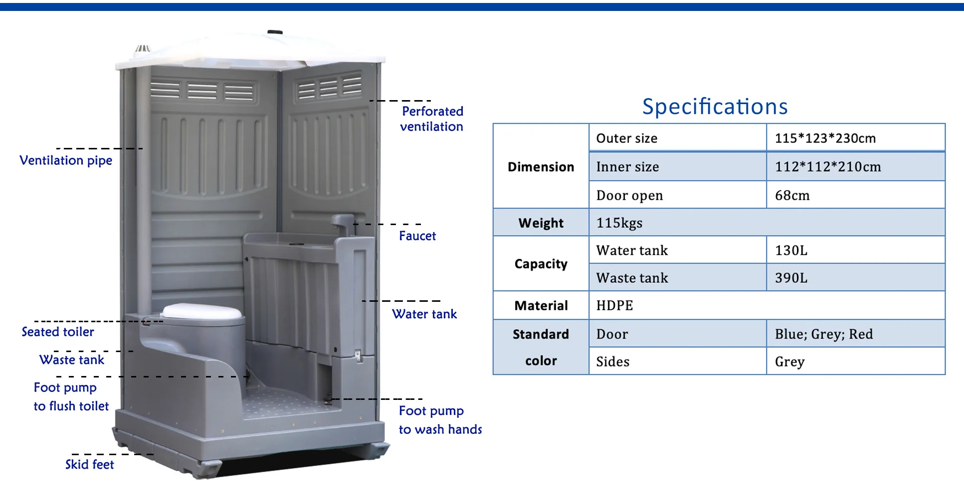 China Hdpe Plastic Movable Portable Mobile Toilet Porta Potty Shower ...