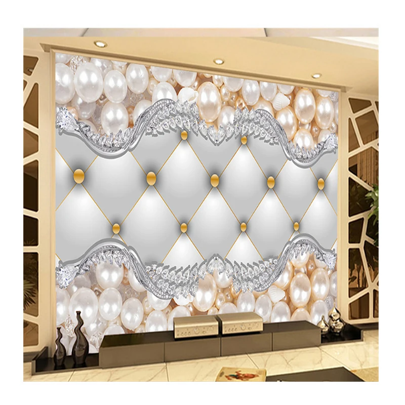 Komnni Custom 3d Wallpaper Mural European-style Pearl And Diamond ...
