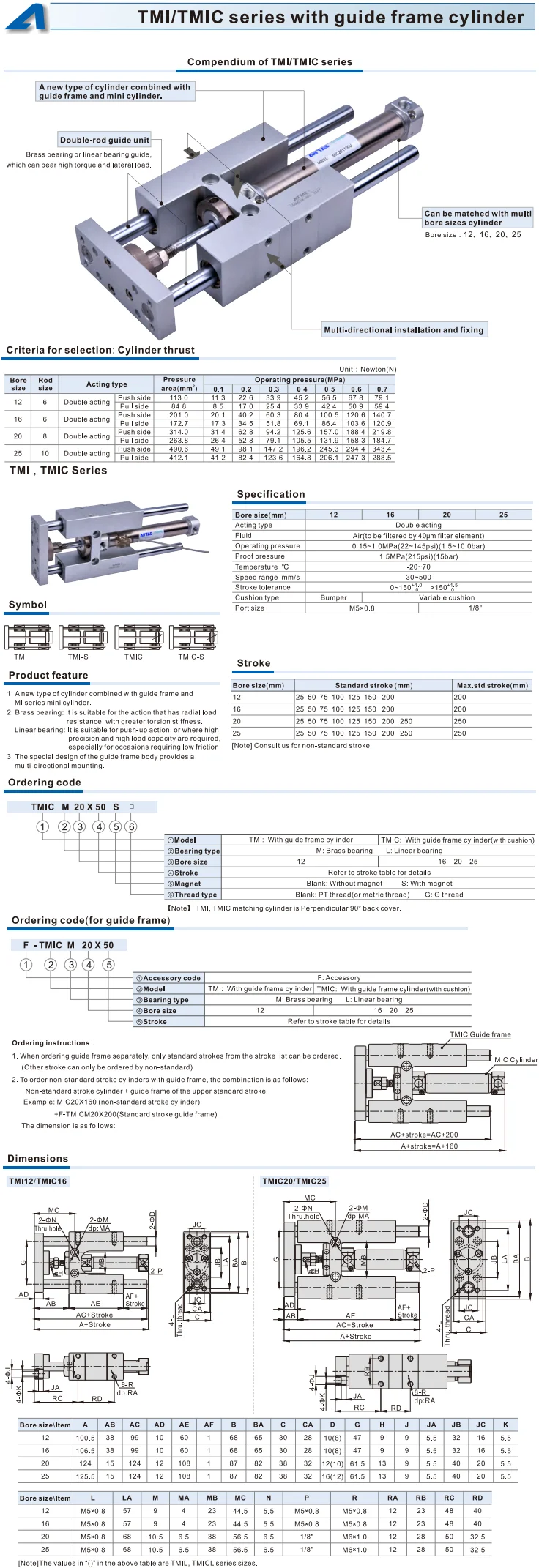 Tmi/tmic With Guide Frame Cylinder - Buy Tmi/tmic With Guide Frame ...