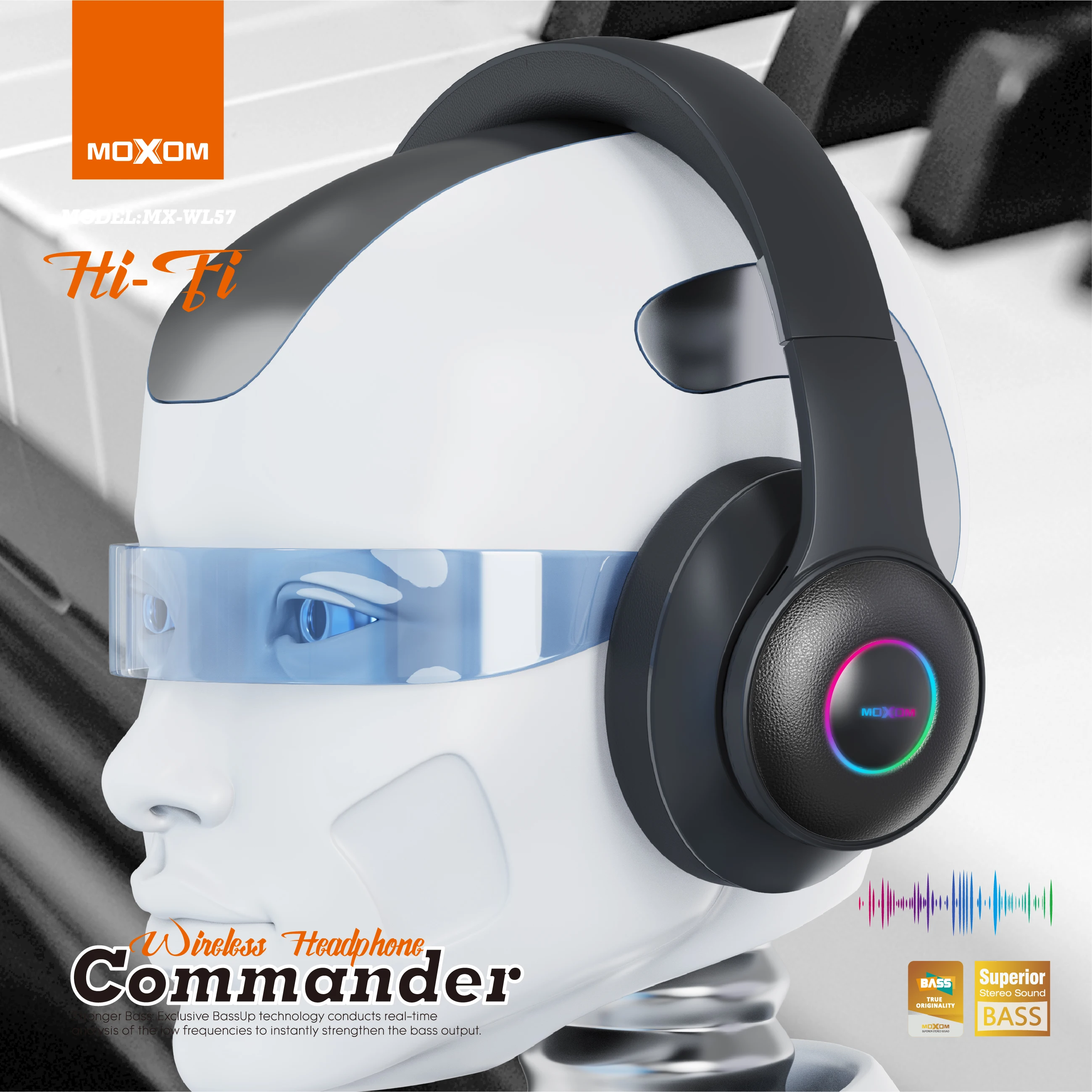 MOXOM Commander Wireless Headphones - Stereo Sound & Comfort