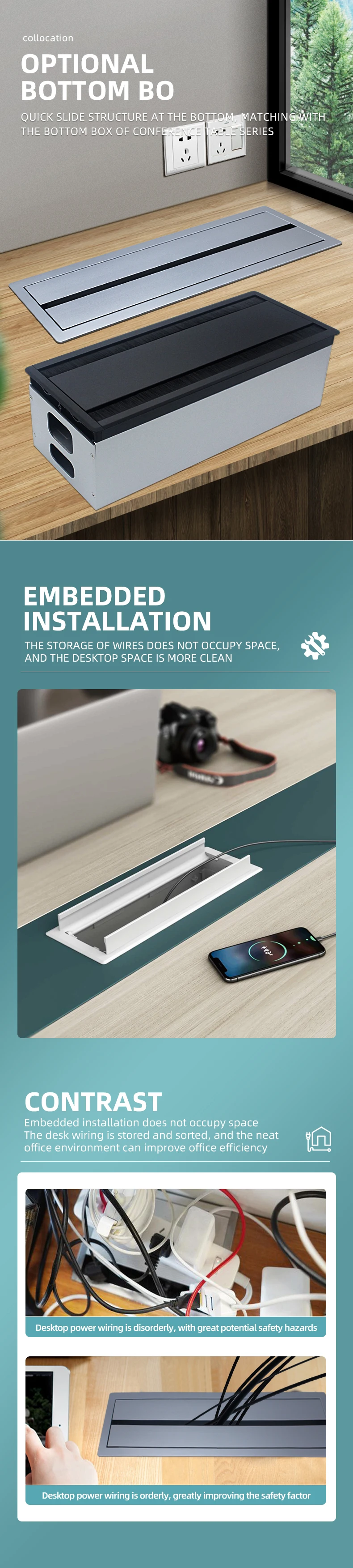 Conference Table Cable Grommets - Dual Sided Management