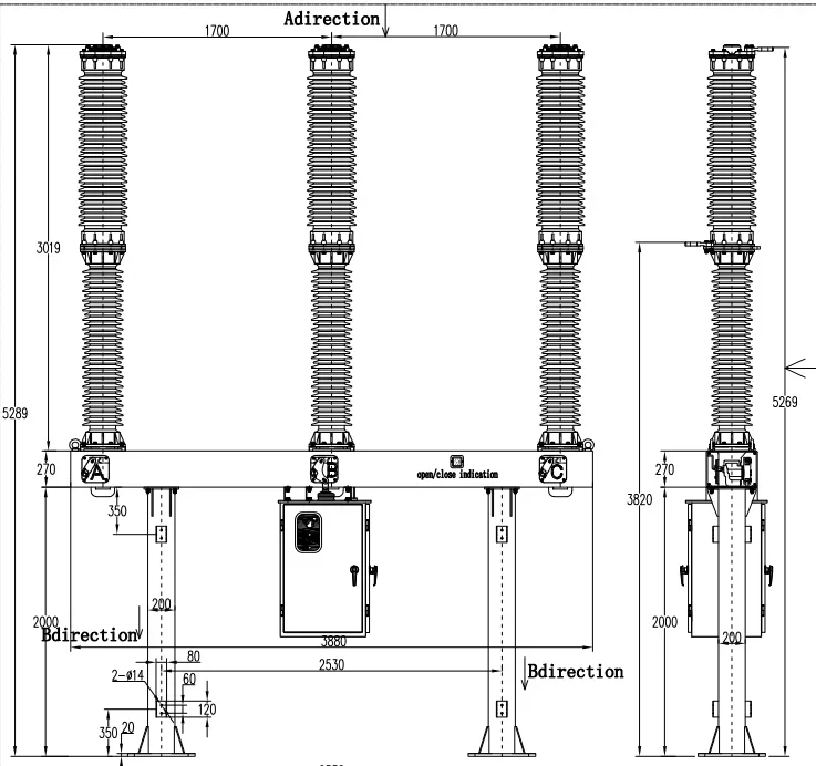 110kv 132kv 3150a 3 Phase Tripolar Live Tank Sf6 Gas Insulated Circuit Breaker Manufacturer ...