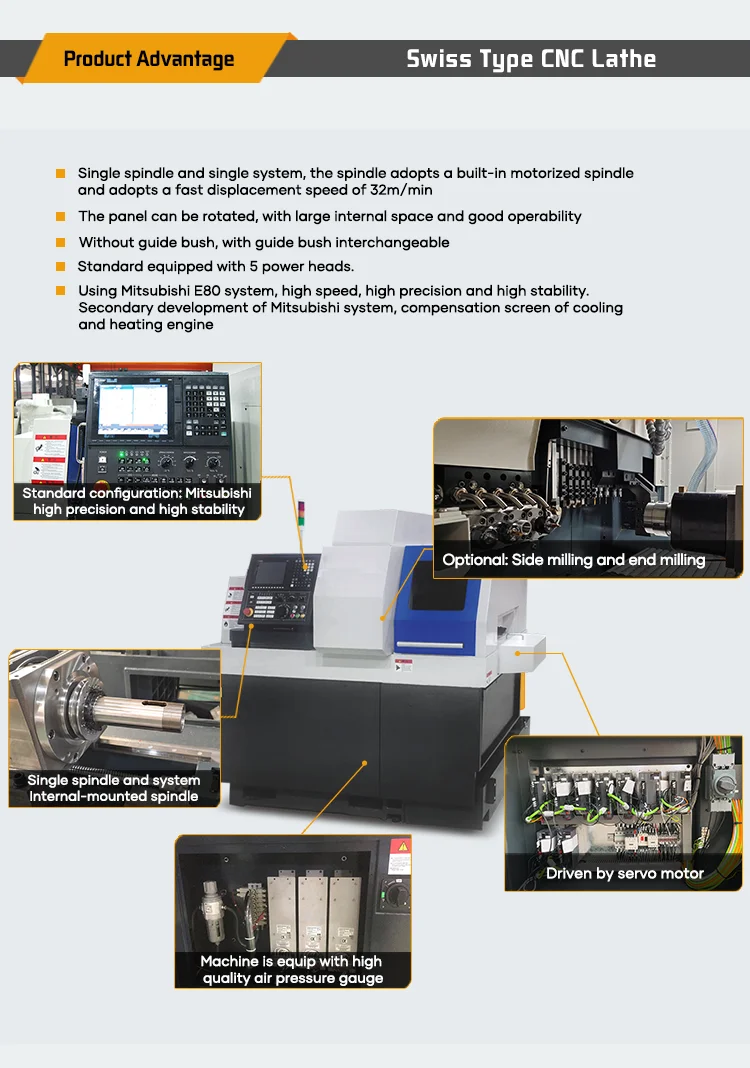 12mm Longitudinal Turning Lathe - Twin Spindle CNC Swiss Type