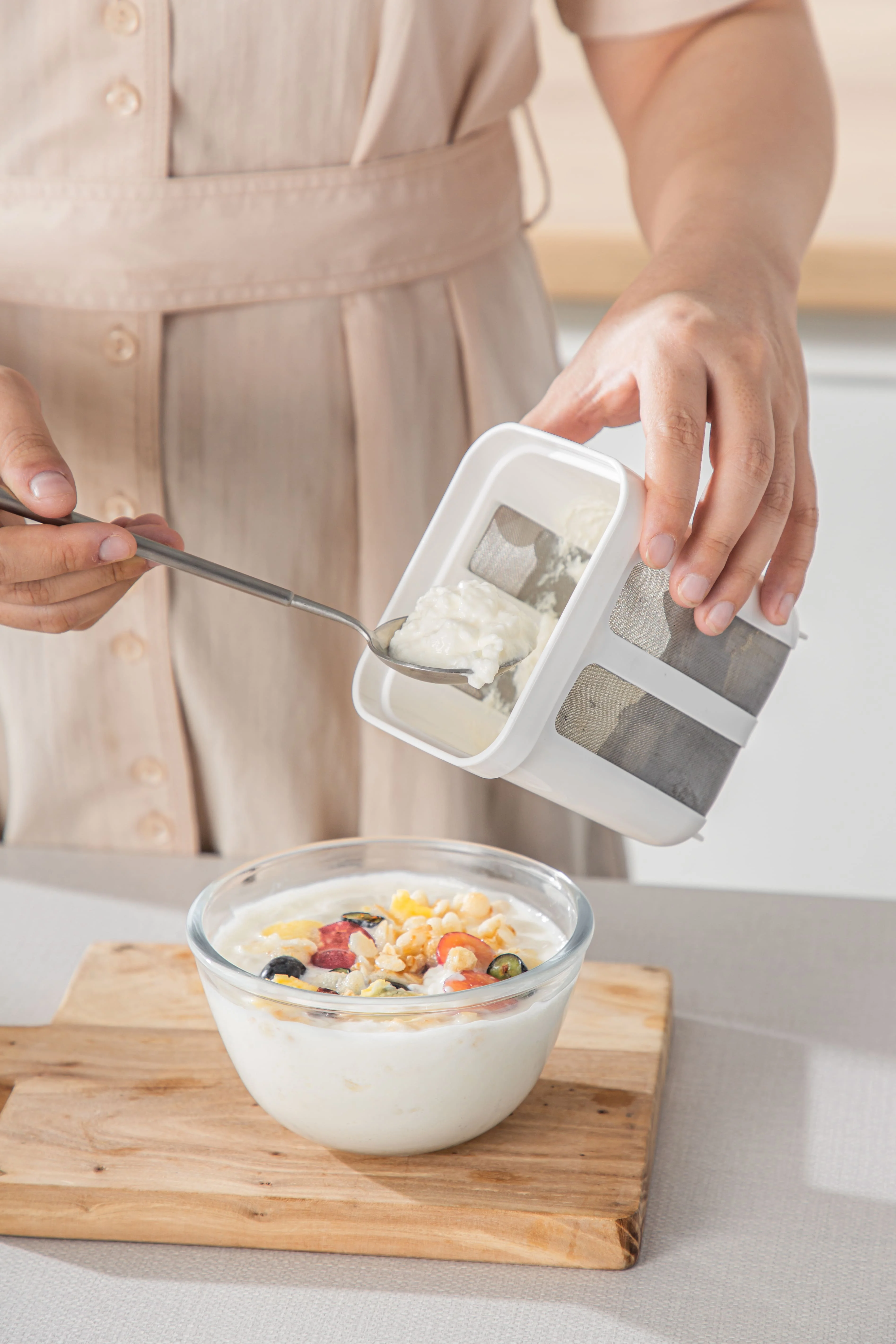 Stainless Steel 304 PET Plastic Freezer Safe Square Yogurt Filter Food ...
