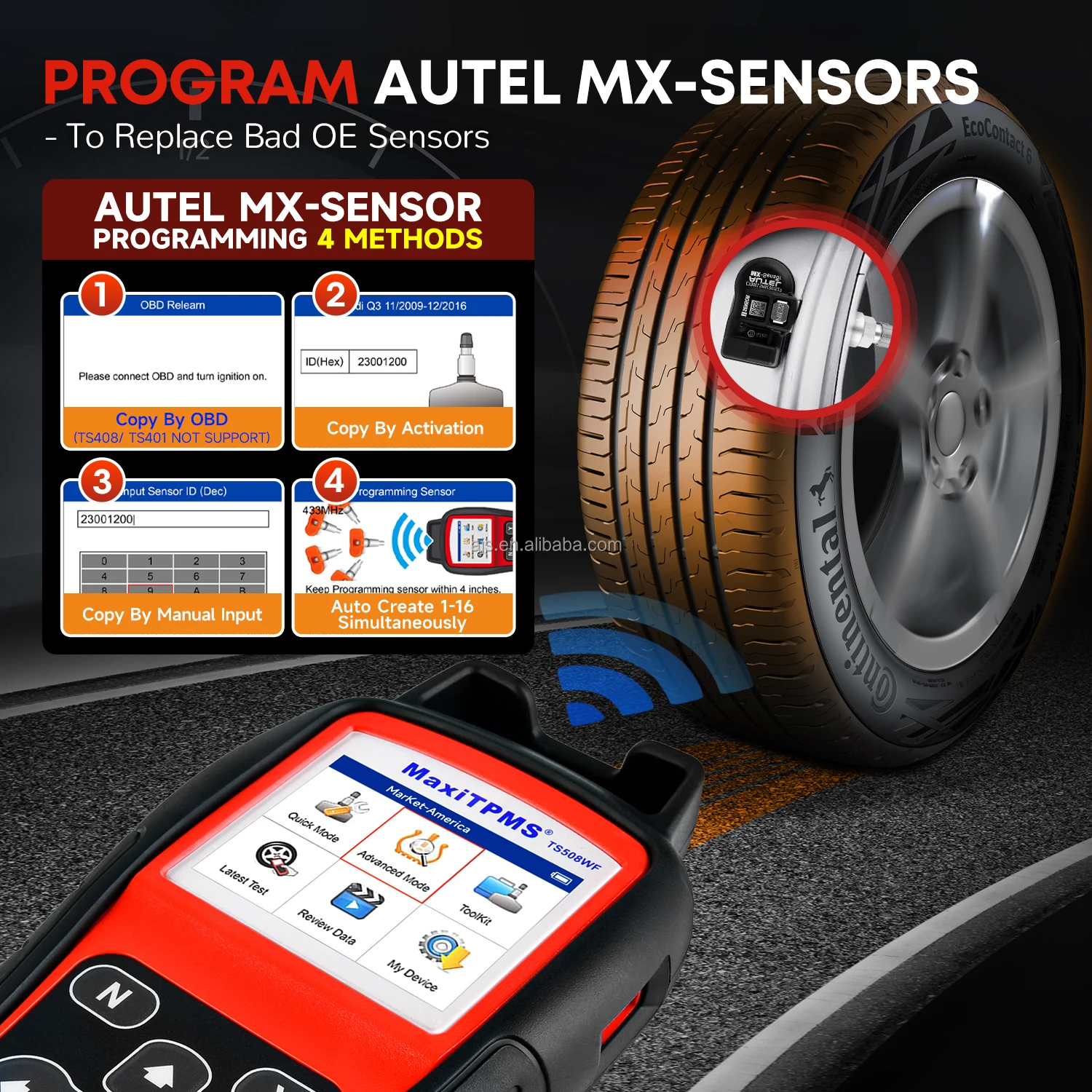 Autel Maxitpms Ts508wf Maxitpms Ts608 Obd2 Scanner Diagnostic Tools ...