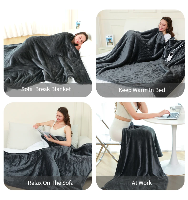 Luxury Comfortable Heated Robes Electric Quilted Flannel Blanket ...