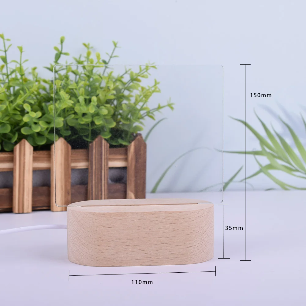 Diy Blank Acrylic 3d Night Wood Lampara Decorative Wooden Led Desk ...
