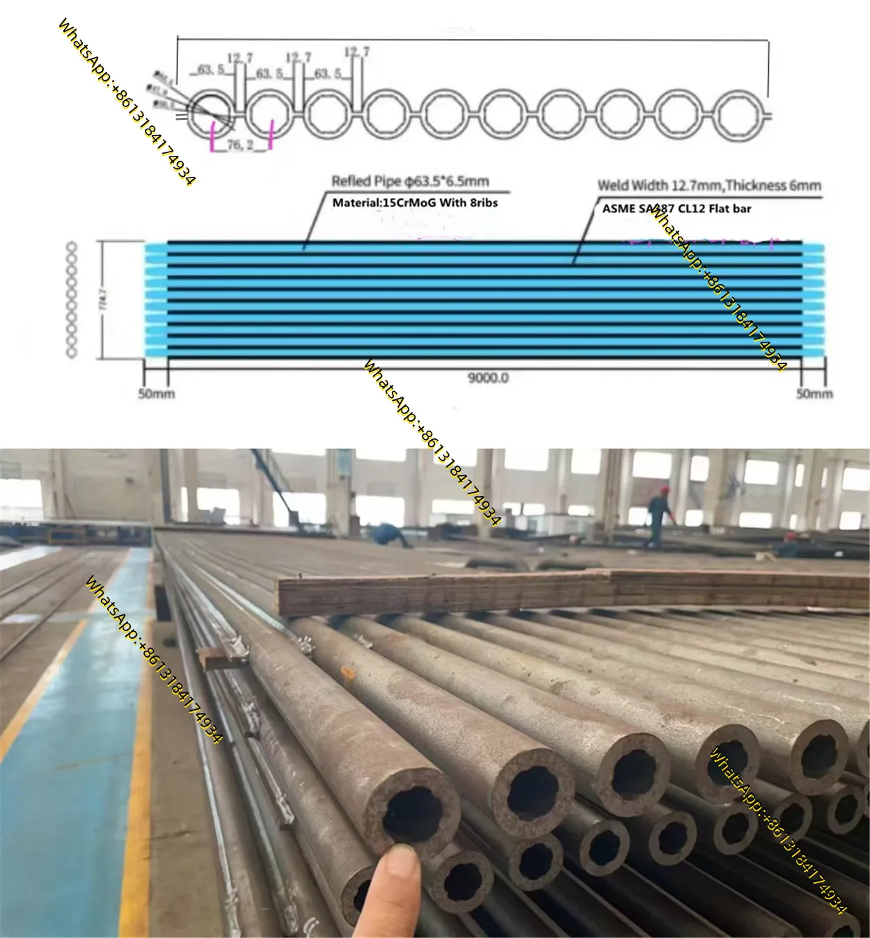 14 Ribs ASME SA213 T2 Cold Drawn Multi Lead Rifled Tube