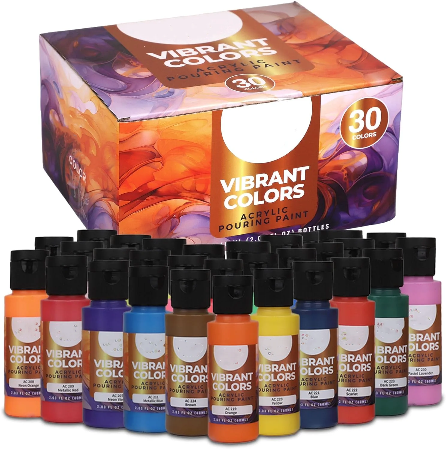 30 Basic Neon Metallic Pastel Colors Easy Use Ready To For Canvas Paper ...