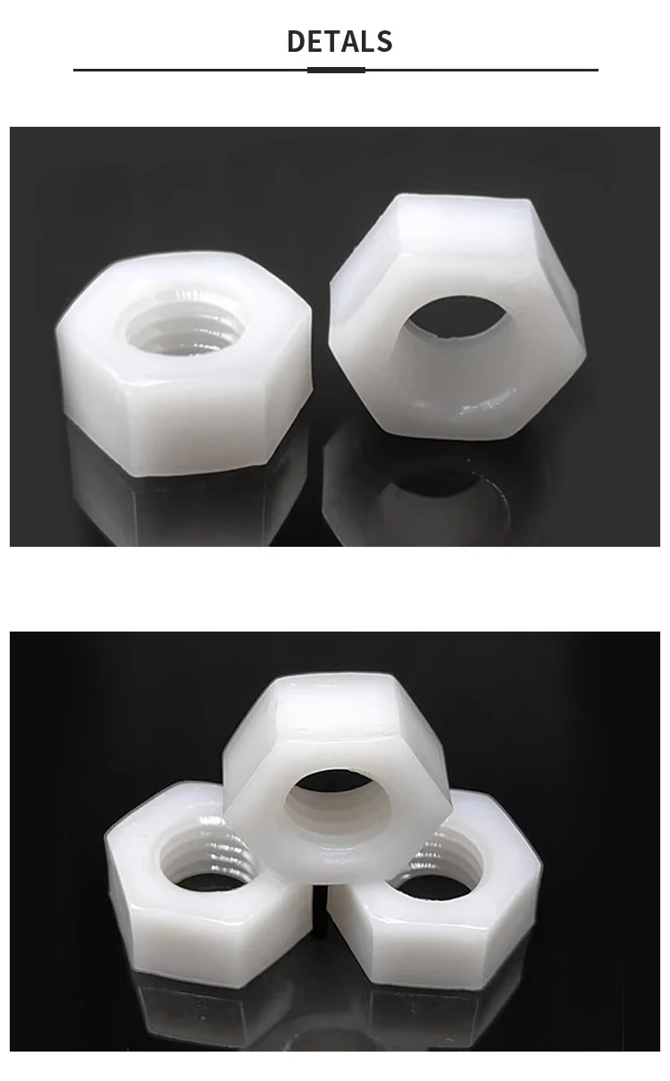 DIN934 M4 M8 M10 Nylon Plastic Insulated Material PA66 White Black ...