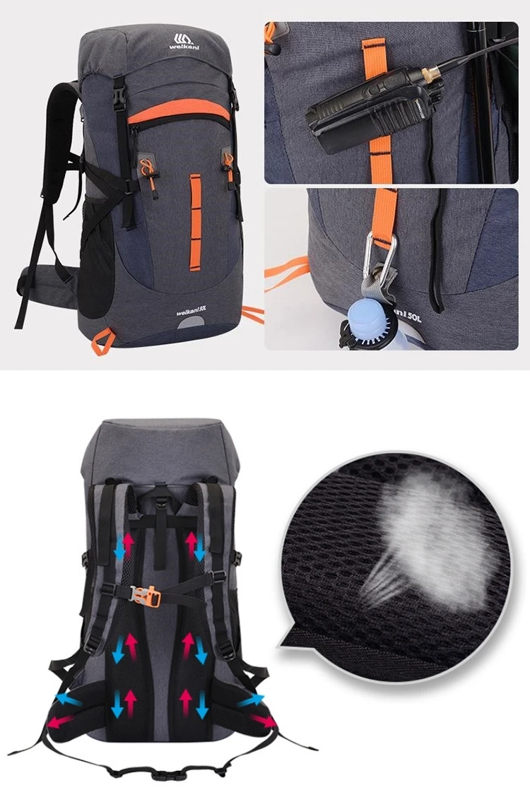 Custom Logo Hiking Backpack 50l Large Capacity Men Women Waterproof ...