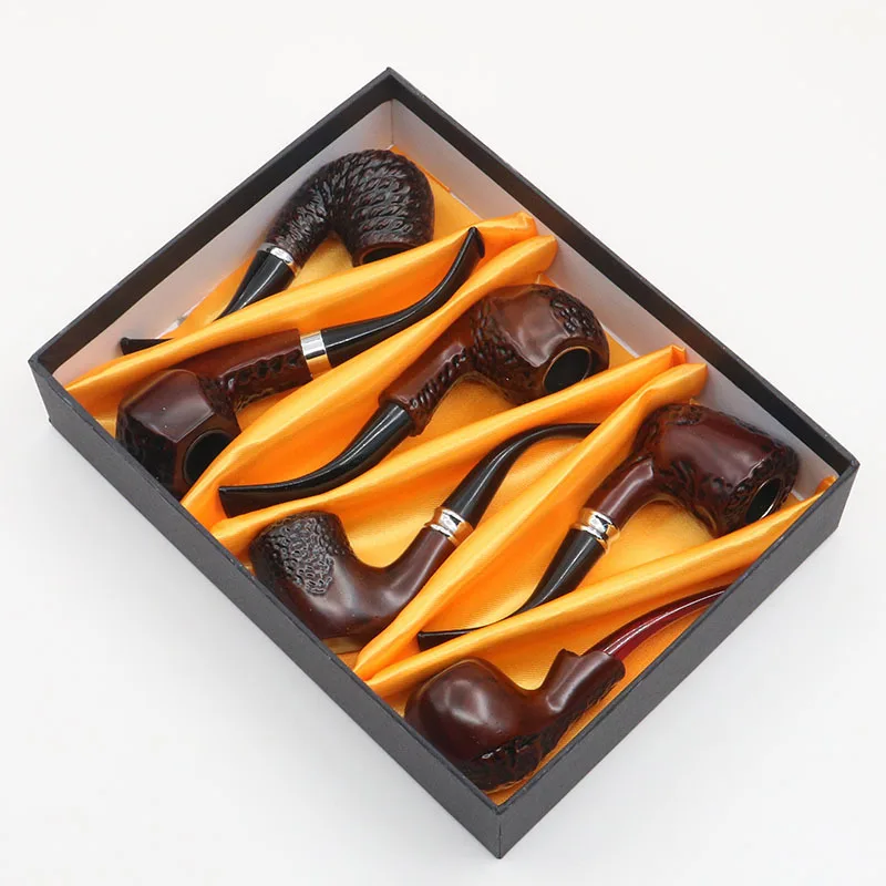 Wooden Color Pipe Set 6pcs Gift Box Length 16cm Smoking Big Pipe - Buy ...