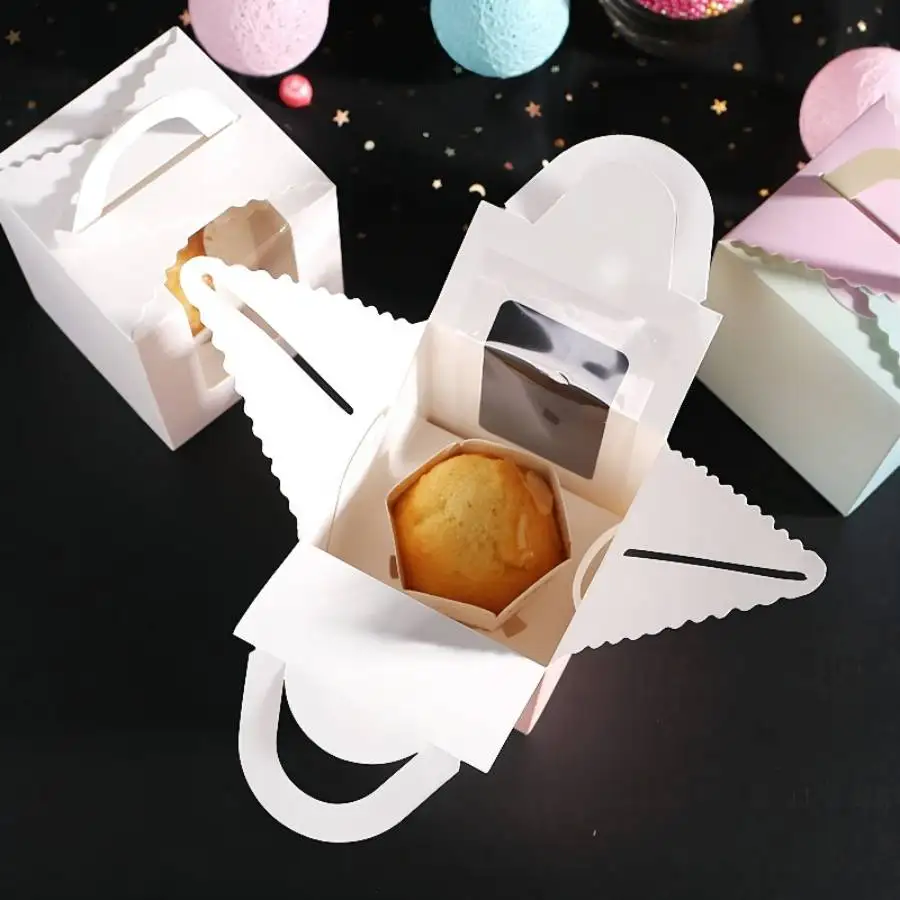Portable Transparent Window Triangle Cut Cake Boxes Recyclable Paper ...