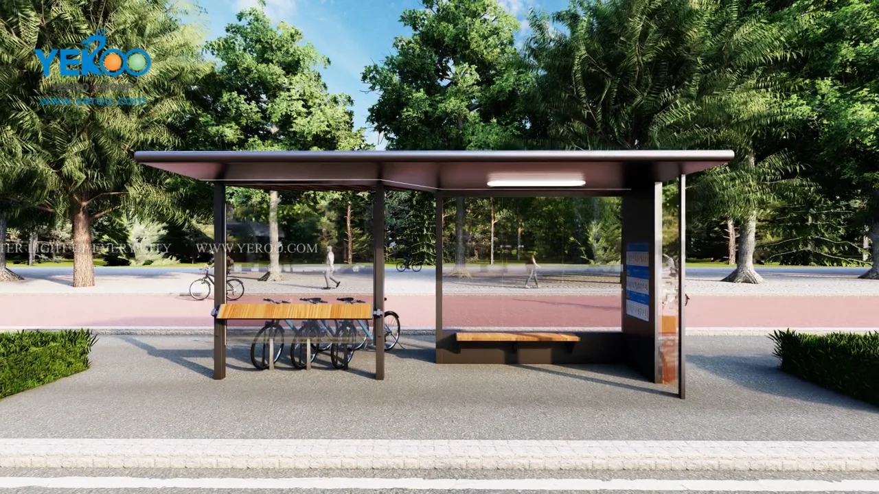 Modern Street Furniture School Bus Stop Shelter With Bicycle Shed - Buy ...