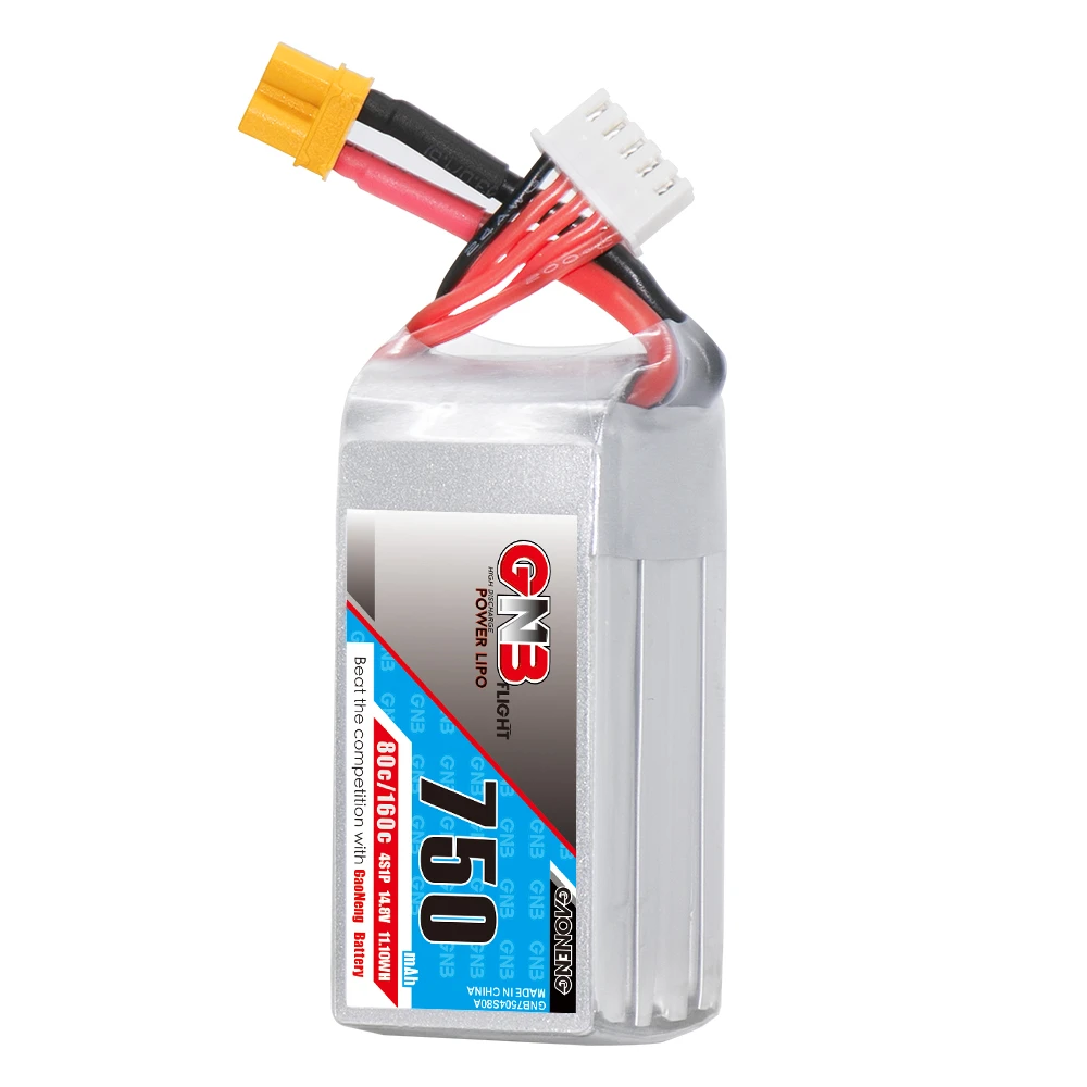 GAONENG GNB 4S 750mah 14.8V 80C Lipo Battery for FPV Drones