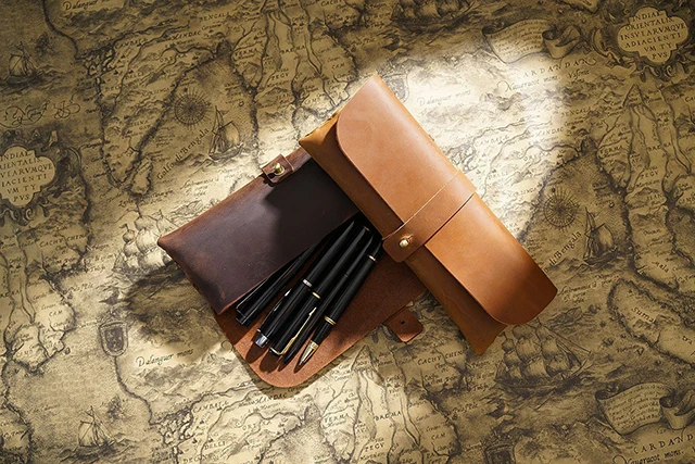 Genuine Rustic Leather Stationary Bag With Hasp Retro Design Large ...