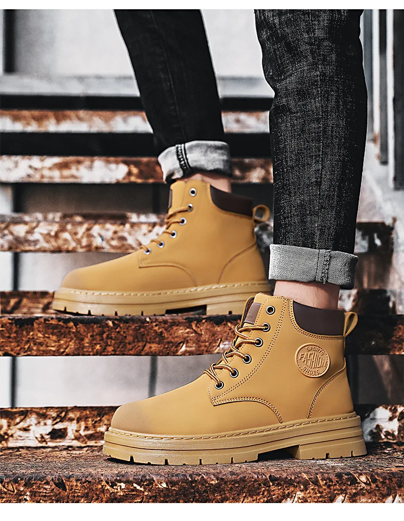 Autumn Boots Classic British Tooling Wear-resistant Waterproof High-top ...