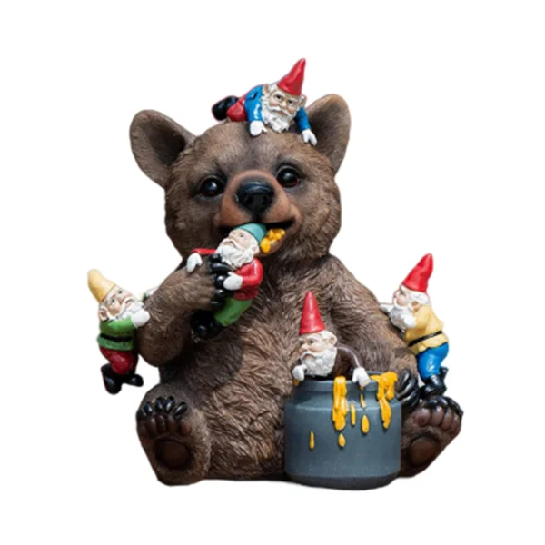 Custom Garden Animal Ornaments Resin Statue Garden Lovely Bear Garden Gnomes With Honey House ...