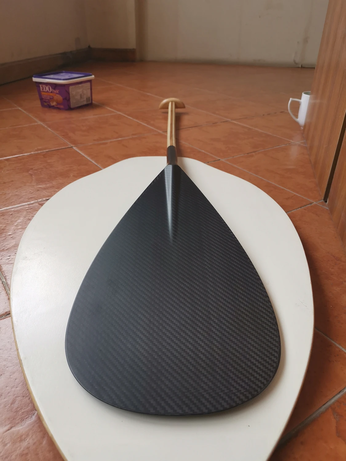 Traditional Tahitian Canoe Paddle - Wood Shaft & Carbon Fiber Blade for ...