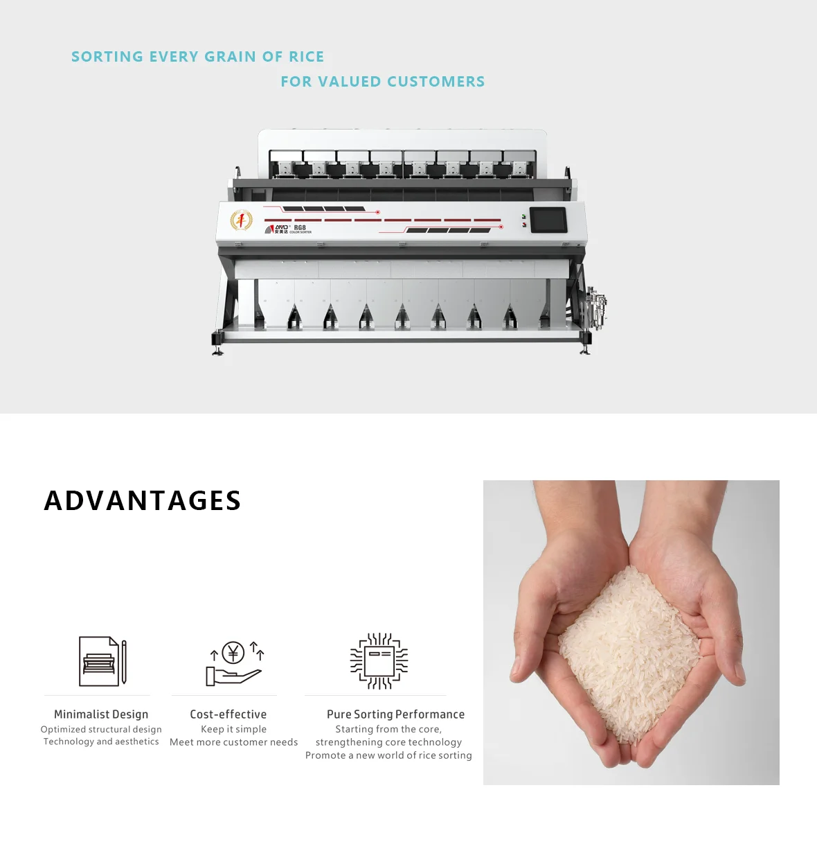 AMD RG3 RG Series Color Sorter Machine Intelligent Rice Color Sorting ...