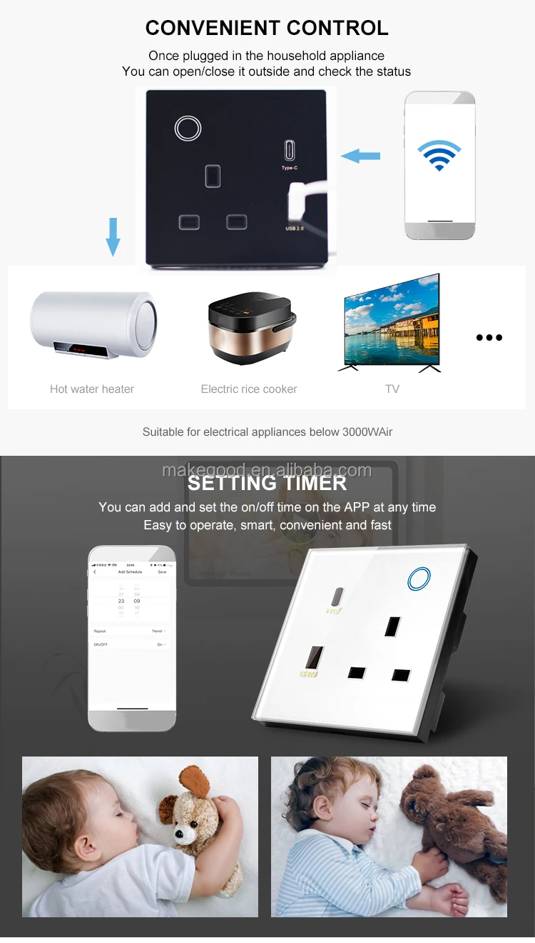Tuya Smart Appliances Smart Wall Sockets And Switches Uk Standard Usb-c ...