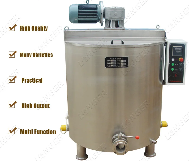 1000 L Stainless Steel Chocolate Heating Mixing Storage Tank Chocolate ...