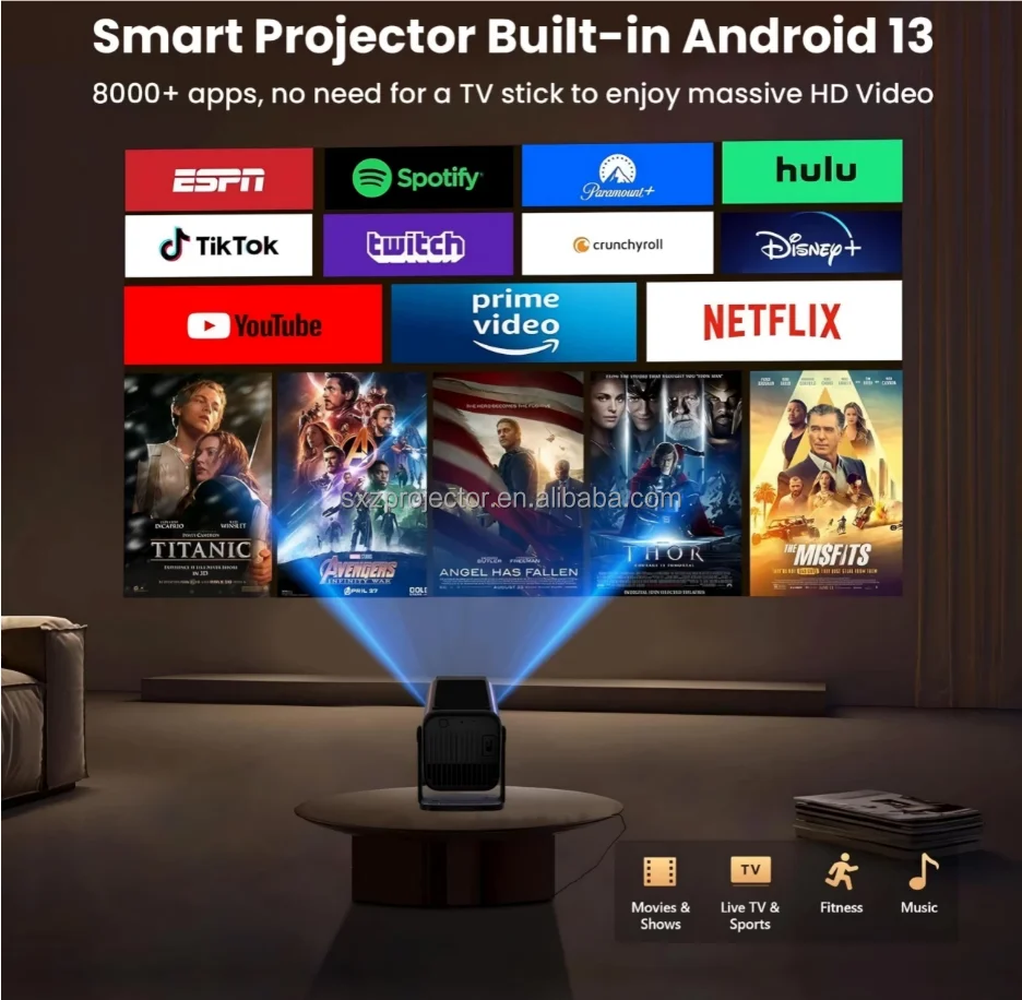 SXZ V1 Pro Portable Projector - 1080P, 300ANSI, Auto Focus