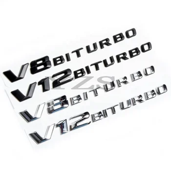 V8 V12 Biturbo Side Fender Sticker Badge Letters Fender Emblems Fit For ...