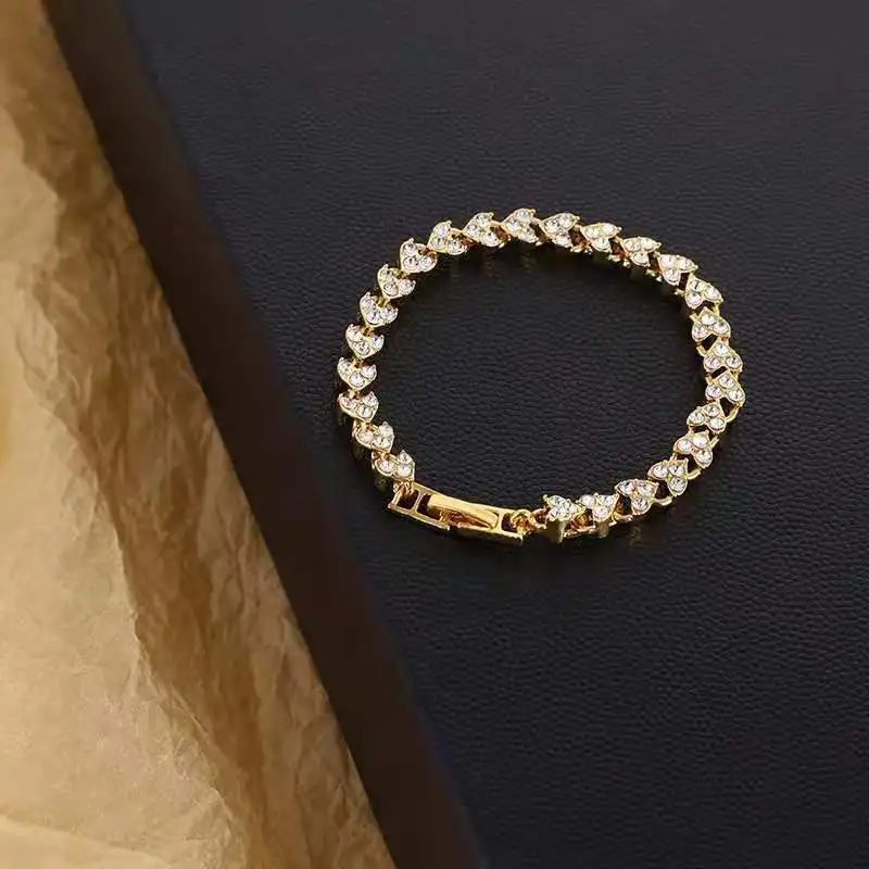 Luxury Roman Crystal Bracelet For Women Fashion Heart Chain Bracelets
