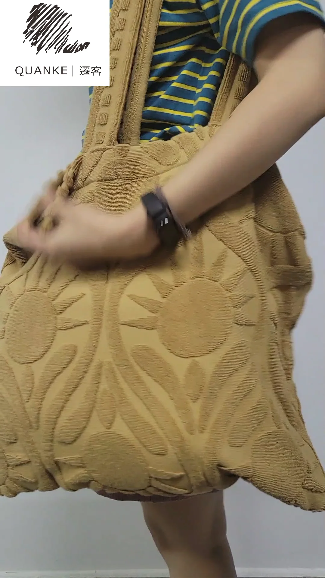 100% Cotton Terry Tote Bag Terry Stripe Towelling Beach Bag Square And ...