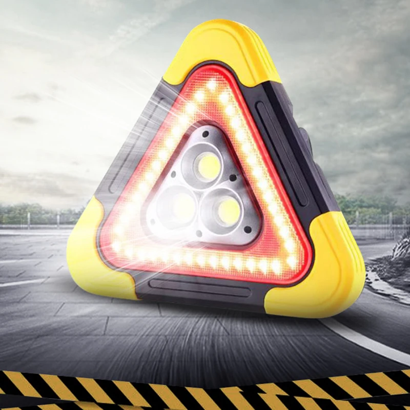2-IN-1 Solar Emergency Triangular Roadside Warning Light